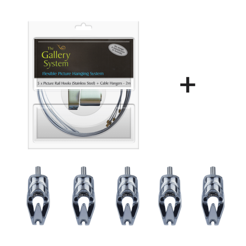 5 x Stainless Steel Picture Rail Hangers & Push Button Hooks ...