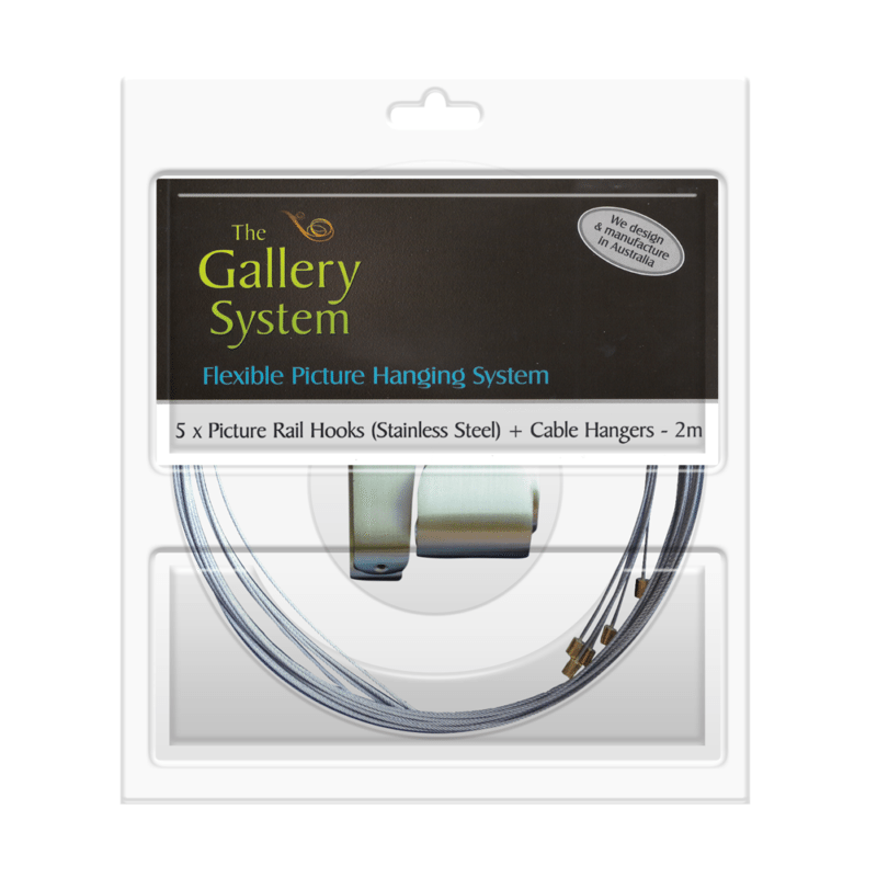 5 x Stainless Steel Picture Rail Hangers & Push Button Hooks ...